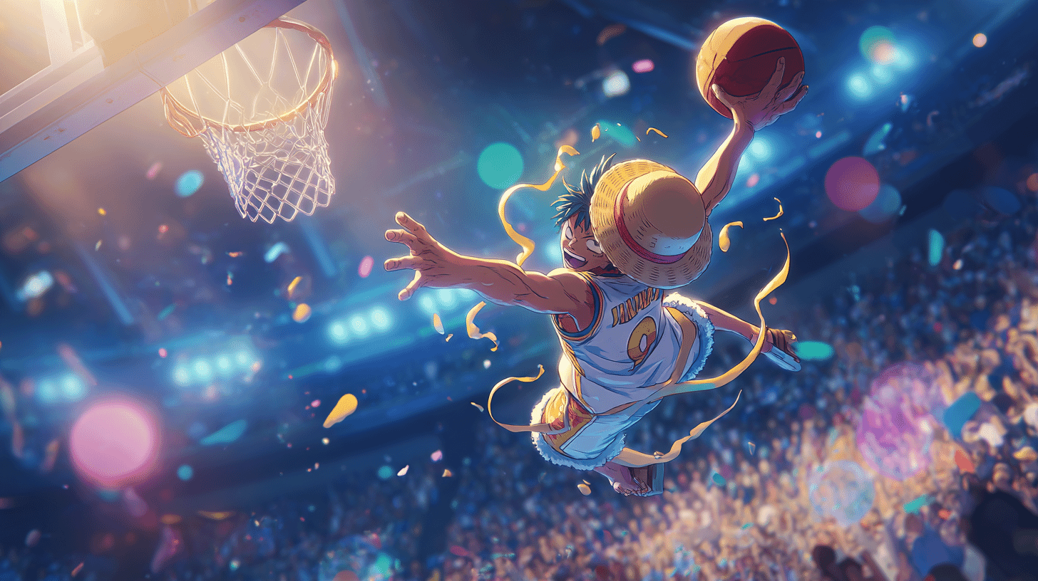 ONE PIECE × NBA Collaboration: Luffy Dunks for the Lakers, Enel Blocks ...